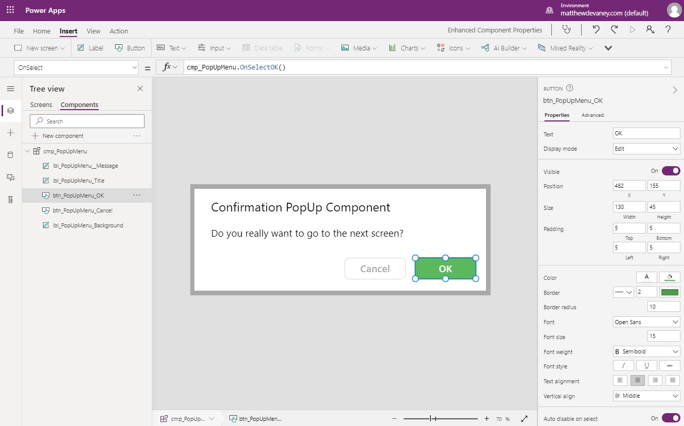 Power Apps Component With An OnSelect Property - Matthew Devaney